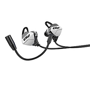 LancaTune Gaming Earbuds with mic in-Ear Gaming Headset with 3.5mm Jack Dual Microphones Design Noise Cancelling for Mobile Gaming, Nintendo Switch, Xbox One, PS4, PS4 Pro, Laptop, PC- Black/Silver