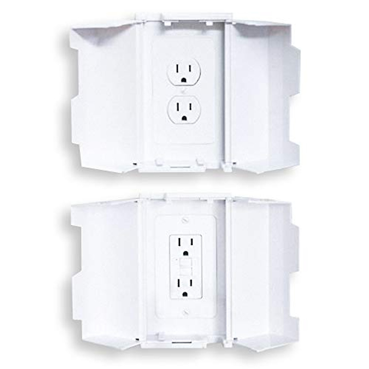 Outlet Cover Box for Child Safety (2 Pack) Duplex & Decorator Electrical Outlet Plates, Concealed Access Buttons, and Spacious Compartment - Jool Baby