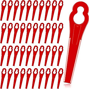 Honoson Plastic Machine Trimming Blades Replacement Plastic Blades Accessories Trimmer Grass Mowing Nylon Blades Garden Lawn Mower Accessories Tools Compatible for PolyCut 2-2 (50, Red)
