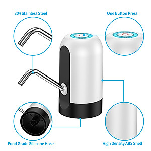 5 Gallon Water Bottle Dispenser USB Charging Automatic Drinking Electric Water Pump for Universal 3-5 Gallon Bottle Portable Water Dispenser Pump for Camping
