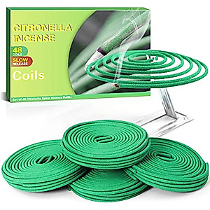 Citronella Coils, 48 PCS Citronella Incense with Coil Holder, Suitable for Outdoor Use, Pool Side, Patio, Porches