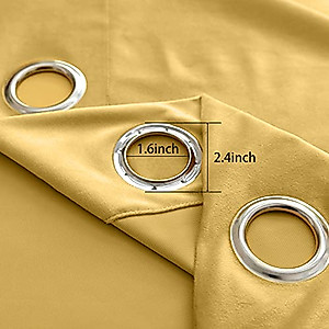 PY HOME & SPORTS Yellow Blackout Curtains Velvet Drapery 95 Inches Plush Long Block Out Darkening Window Curtain Drapes Thermal Insulated for Bedroom & Living Room 2 Panels (52x95 Inch, Yellow)