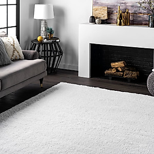 nuLOOM Gynel Contemporary Shag Area Rug, 8x10, Snow White