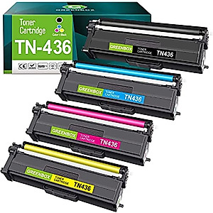 GREENBOX TN436 Toner Cartridge Compatible for Brother TN436 TN433 6,500 Pages High Yield, for Brother HL-L8360CDW HL-L8260CDW MFC-L8610CDW MFC-L9570CDW MFC-L8900CDW Printer (Black Cyan Yellow Magenta)