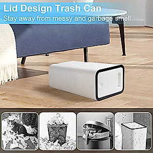 Anzoymx Bathroom Trash Cans with Lids 2 Pack Kitchen Garbage Can 4 Gallons with Pop Up Lid,Small Narrow Waste Basket Dog Proof for Bathroom Kitchen Bedroom Living Room and Office(15L,White)