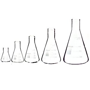 ULAB Scientific Glass Erlenmeyer Flask Set, 5 Sizes 50ml 150ml 250ml 500ml 1000ml, 3.3 Boro with Printed Graduation, UEF1002