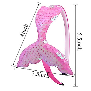 WJYX BOWS 10pcs Girls Headbands Sequins Glitter Mermaid Party Hairbands with Teeth Reversible Fish Tail Headband Birthday Party Favors Hair Accessories for Toddlers Kids Children