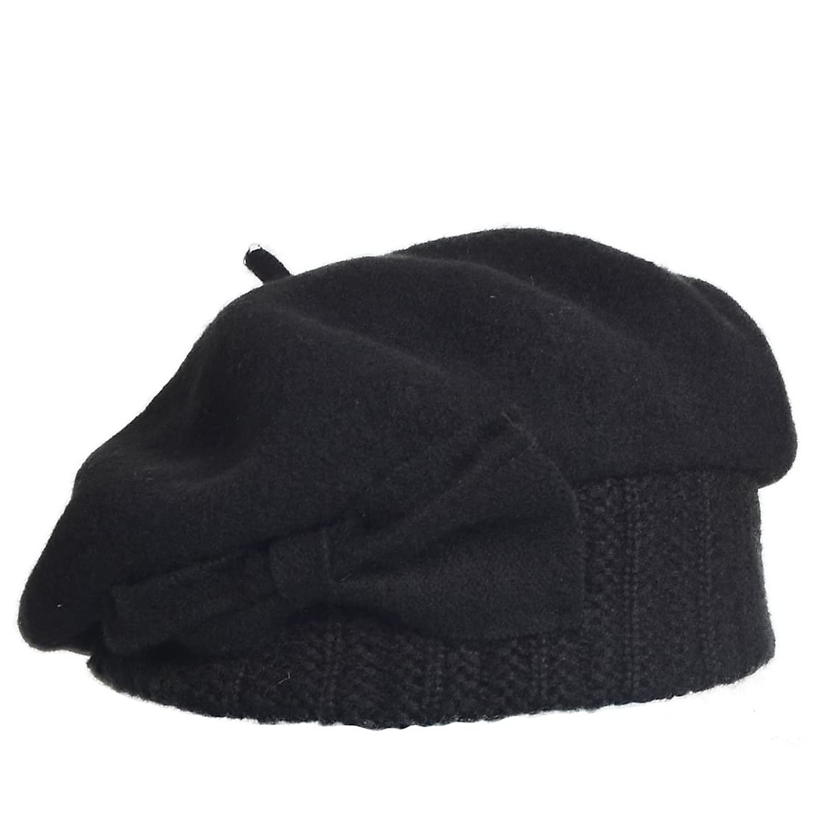 VECRY Women's 100% Wool Bucket Hat Felt Cloche Beret Dress Winter Beanie Hats (Beret-Black)