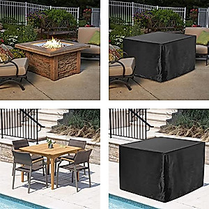 WOMACO Heavy Duty Square Patio Fire Pit/Table Cover, Waterproof Outdoor Furniture Cover (48" x 48" x 29", Black)