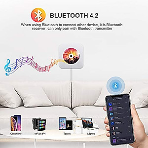 Portable CD Player with Bluetooth, Qoosea Wall Mountable CD Players Music Player Home Audio Boombox with Remote Control FM Radio Built-in HiFi Speakers LCD Display MP3 Headphone Jack AUX Input Output