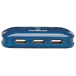 Manhattan 7-Port USB 2.0 Ultra Hub, Plug and Play C Windows and Mac Compatible (161039)