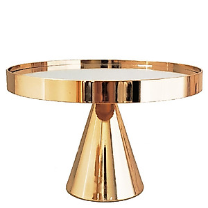 8 Inches 20cm Gold Round Mirror Cake Stand Cupcake Stands Metal Pedestal Holder, Party Dessert Cheese Display Plate for Wedding Party Birthday Baby Shower Celebration Home Decoration