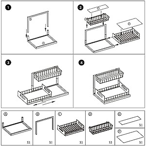 Under sink organizer, Furihshe kitchen storage pull out double shelf drawer 2-Tier Slide Out Sliding Shelf Under Cabinet Storage Multi-Use for Under kitchen sink organizers and storage, Black