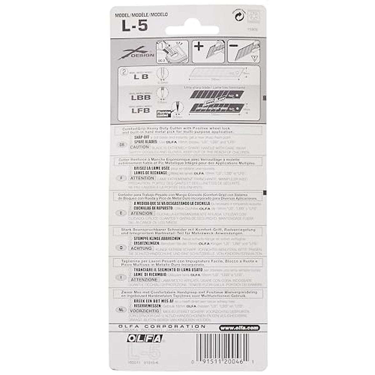 OLFA 18mm Heavy-Duty Utility Knife (L-5) - Multi-Purpose Custom Cutting Depth Precision Knife w/Reinforced Fiberglass Handle & Snap-Off Blade, Replacement Blades: Any OLFA 18mm Blade