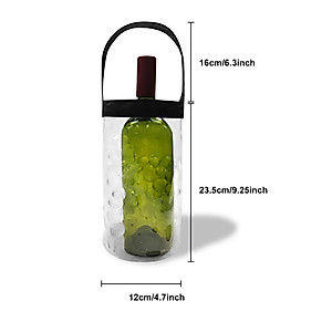 Pallesen 2 Pack Ice Wine Bag Portable Collapsible Clear Wine Pouch Cooler with Handle Wine Bottle Chiller Ice Bucket Tote for Outdoor, 750ml Standard Size Red Wine, White Wine, Cold Beer, Iced Drinks