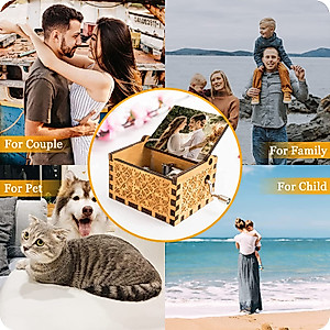 Personalized Music Box Custom Gift with Your Photo Text Wooden Hand Crank Music Box for Father's Day Mother's Day Valentine's Day Wedding Anniversary Birthday