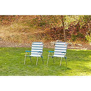 OmniCore Designs New Standard Folding Camp/Lawn Chair (2 Pack) - Blue/White
