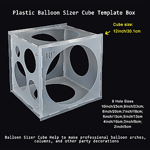 Pllieay 2-10 Inch Balloon Sizer, Collapsible Plastic Balloon Sizer Cube Box for Balloon Decoration, Balloon Arches, Balloon Columns