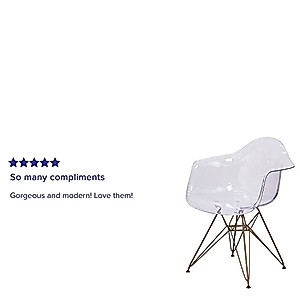 Flash Furniture Allure Series Transparent Side Chair with Gold Base