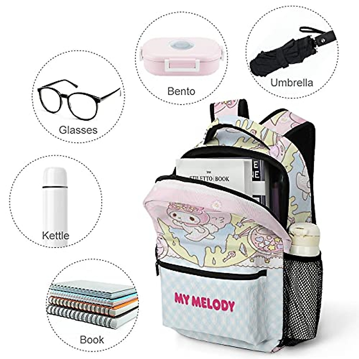IFMAXCOX M-y Melody backpack school bag withe side pokect large suitable for hiking camping picnic