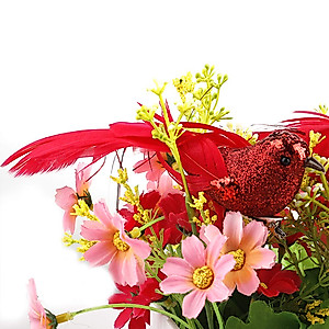 WDDH 12Pcs Artificial Christmas Cardinal Birds, 6inch Glitter Mini Foam Red Christmas Birds with Long Tail Feather, Clip-on Christmas Tree Ornament Small Bird Figurine for Home Garden Wedding Decor