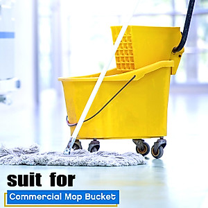 Sunnychicc Side Press Wringer Replacement for Commercial Mop Bucket 26 and 33 Qt, with 2 Pcs Mop Head Replacement, Yellow Mop Wringer with Handle for Easy Use, Blue Mop Head Refill for Cleaning Floor