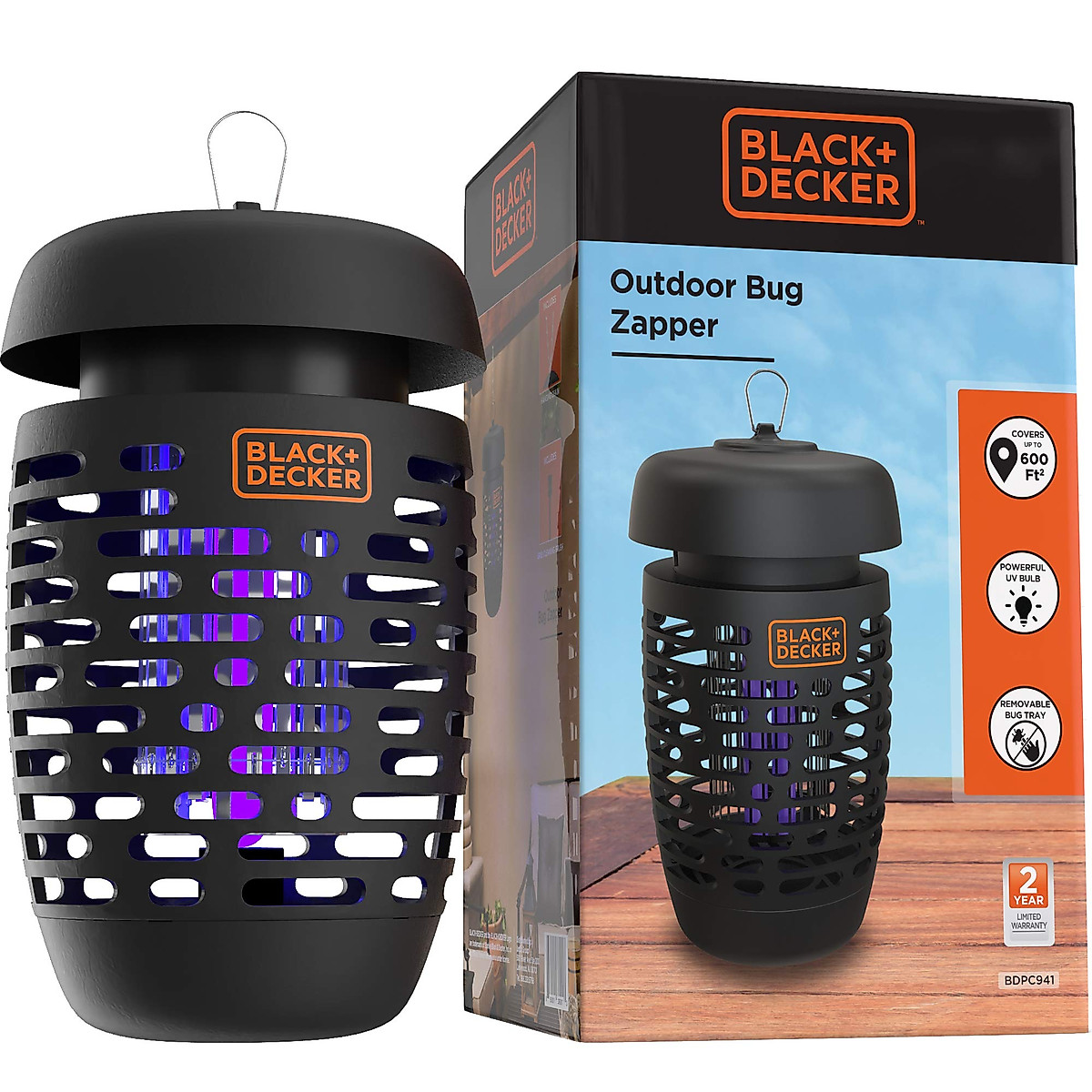 BLACK + DECKER Bug Zapper- Mosquito Repellent and Mosquito Zapper- Fly Traps for Indoors & Outdoors- Gnat & Moth Traps- Bug Catcher & Killer 600 Sqft Coverage Fly Trap for Insects