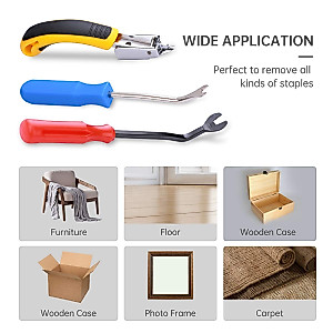 QXUJI 3PCS Upholstery and Construction Staple Remover with Tack Puller Tool, Nail Puller, Carpet Remover, for Removing All Kinds of Staples for Furniture, Floor, Wooden Case, Carton, Photo Frame