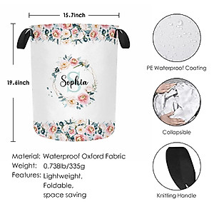 Custom Large Laundry Basket with Name, Personalized Collapsible Laundry Bag for Bathroom Living Room Bedroom Baby Nursery, Foldable Laundry Hamper for Adult Boys Girls Gift 15.7 * 19.6inch