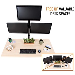 Stand Steady Triple Monitor Desk Stand with Clamp-On Base, for Home or Office Use, Height Adjustable Computer Monitor Stand with Full Articulation VESA Mounts, Fits Most LCD/LED Monitors 13-32 Inches