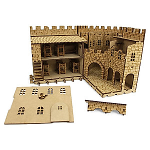 TowerRex Bastion Tower Wall D&D Terrain Barrack Garrison Buildings - DND Accessories for Dungeons & Dragons, Pathfinder, Warhammer, Tabletop Battle Map, Wargaming Terrain for 28mm 32mm Miniatures