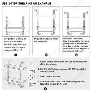 HouseAid Industrial Pipe Floating Shelves with Towel Bar, 24 Inch Farmhouse Vintage Style Shelf for Bathroom, Wall Mounted, Matte Black (2 Tiers)