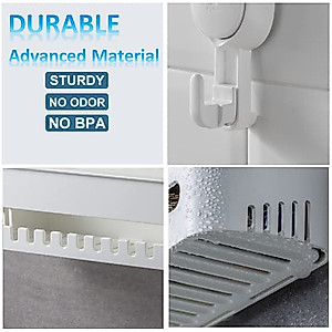 VELMADE Shower Caddy, Shower Shelves 5 Pack, Suction Cup Shower Caddy with 4 Strong Suction Cup Hooks, No Drilling Shower Organizer with Large Capacity, Heavy Duty Wall Mounted Removable, White