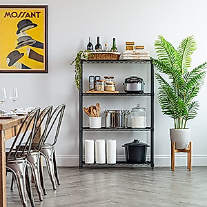 IRIS USA, 4-Tier Adjustable Storage Wire Shelving Unit (200 lbs Loading Capacity per Shelf), Wire Storage Unit with Metal Shelves, Kitchen Rack, Bakers Rack, Matte Black (36" L x 14" W x 53" H)