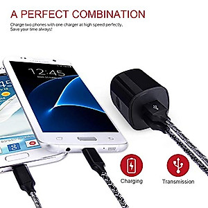 Short Micro USB Cable 2-Pack, 1.6+3FT Phone Charger Power Cords Android Fast Charging Cables Compatible with Samsung Galaxy J7 S6 S7 Edge J3,Note 3 4 5,Tablet S2 S4, LG Stylo 2/3 Plus
