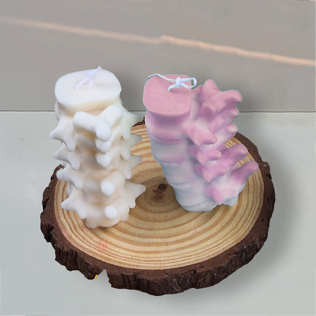 WOPODI Humans Vertebrae Resin Casting Mold 3D Spinal Cord Bone Shape Silicone Candle Molds Columnar Realistic Internal Body Organs Fondant Cakes Scented Beeswax Soap Mould Halloween Party Home Decor