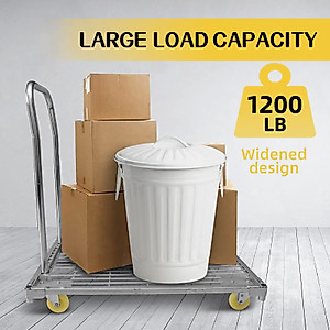 CiaoHER Heavy Duty Metal Platform Truck, 1200 lbs Industrial Standard Push Cart, 41x28 Extra Wide Deck Utility Dolly for Warehouses, Workshops, Restaurants and Homes Use