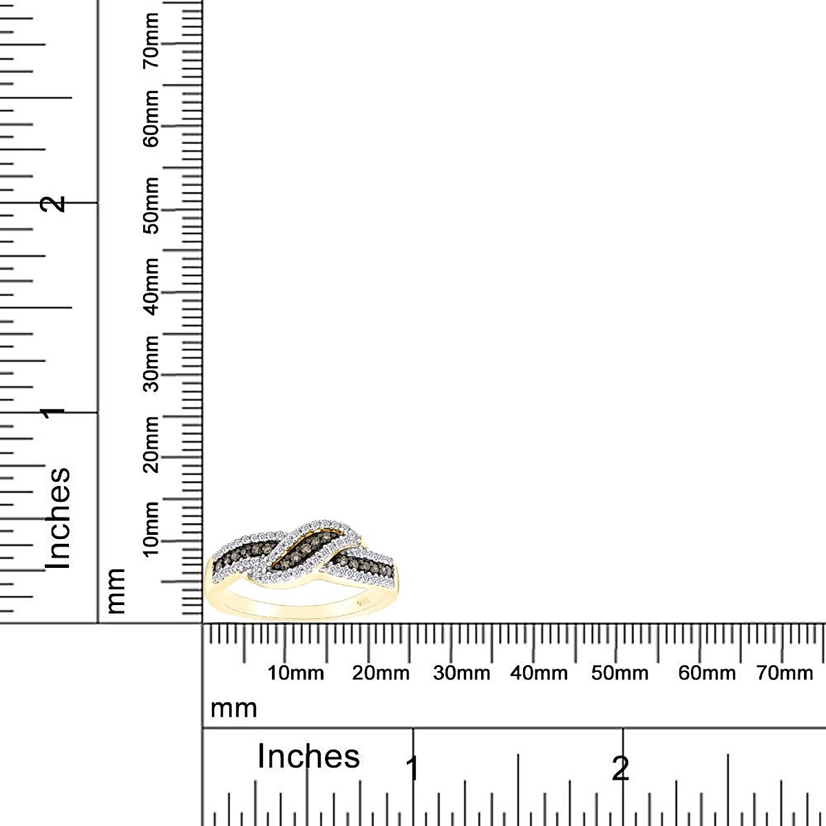 AFFY 1/2 CTTW Sterling Silver White & Brown Diamond ring Ring Size-12