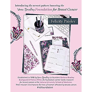 Vera Bradley Mini Spiral Notebook, College Ruled Paper, 8.25" x 6.25" with Pocket and 160 Lined Pages, Felicity Paisley Pink