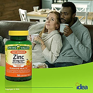 Spring Valley Fast Dissolve Zinc with Vitamin C, Chewable Tablets, Orange, 150 Ct (2 Pack) Bundle with Exclusive "Vitamins & Minerals - A to Z" - Better Idea Guide (3 Items)