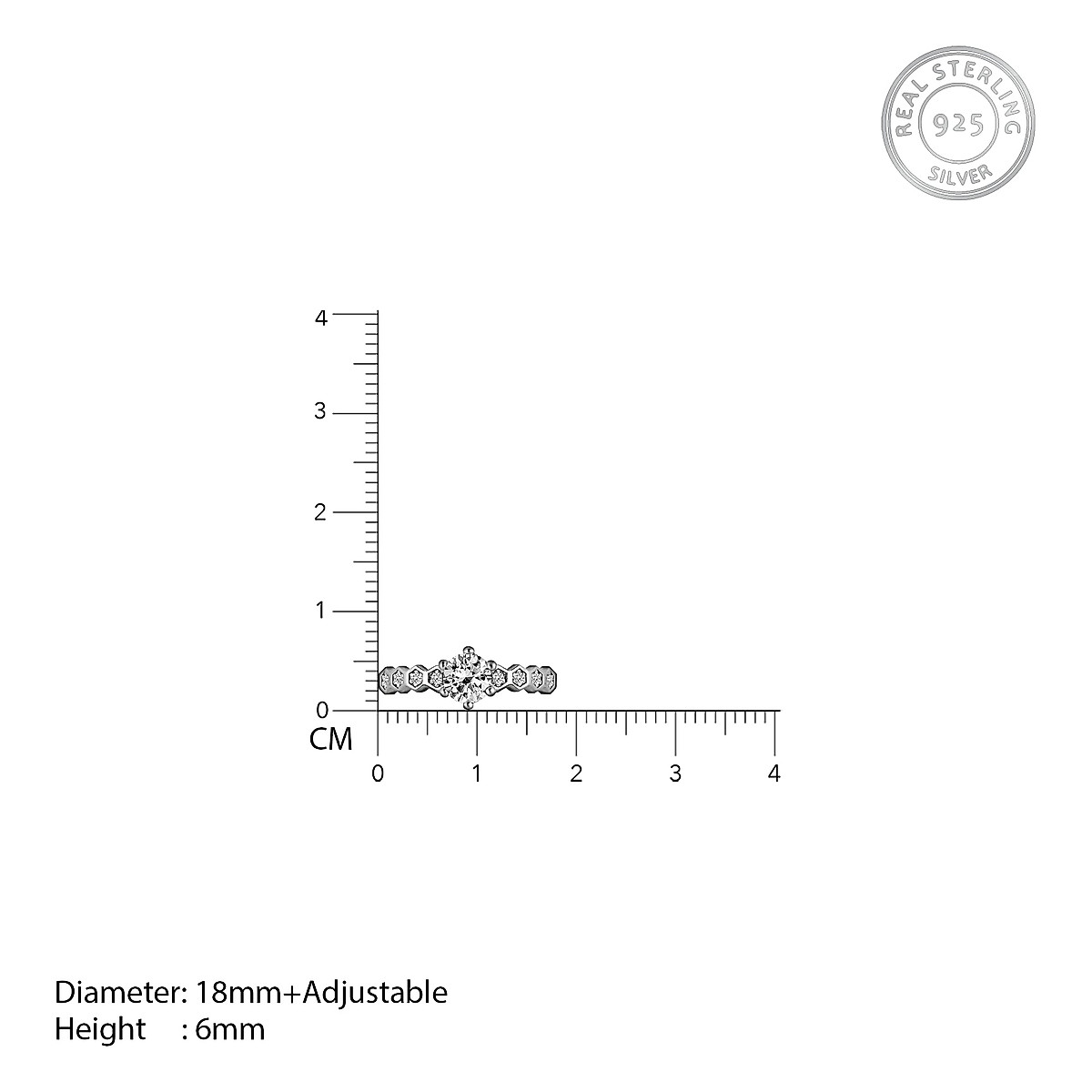 GIVA Women’s 925 Sterling Silver Ring, Adjustable Rings, Rings for Women and Girls, With Certificate of Authenticity and 925 Stamp (Cubic Zirconia Charm Ring)