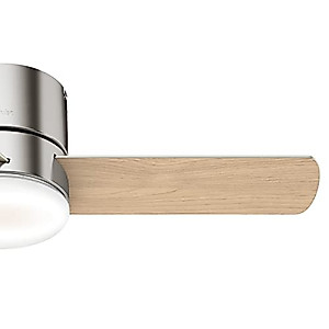 Hunter Fan Company 44" LED Kit 59454 Minimus 44 Inch Low Profile Ultra Quiet Ceiling Fan with Energy Efficient Light and Remote Control, Brushed Nickel Finish