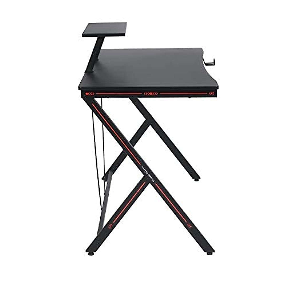 FurnitureR 47'' Gaming Desk with Monitor Stand Computer Gaming Table Home Office Desk with Cup Holder and Headphone Hook, Modern Simple Gamer Game Table, Black