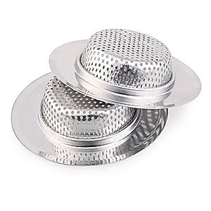 NHSUNRAY 2pcs Stainless Steel Kitchen Sink Strainer Heavy-Duty Drain Filter Fit for Drain Filter for Kitchen Bathroom Basin Laundry Stop Hair Disposal Waste