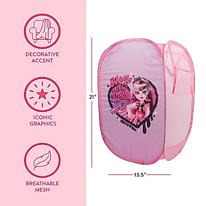 Monster Pop-Up Laundry Hamper - SpookyHamper with Double Handles, Foldable, 8 Unique Designs (Pink), mhpoh00000