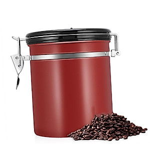 Luxshiny Coffee Bean Container Coffee Bean Canister Stainless Steel Snack Containers Metal Coffee Canister Coffee Bean Storage Container Vacuum Seal Containers Food Jar Household