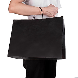 Ronvir 70Pcs Large Gift Bags, 16x6x12 Inches Black Paper Bags With Handles, Recycling Shopping Bags Bulk, Black Gift Bags For Business, Retail, Boutique, Party, Christmas, Holiday