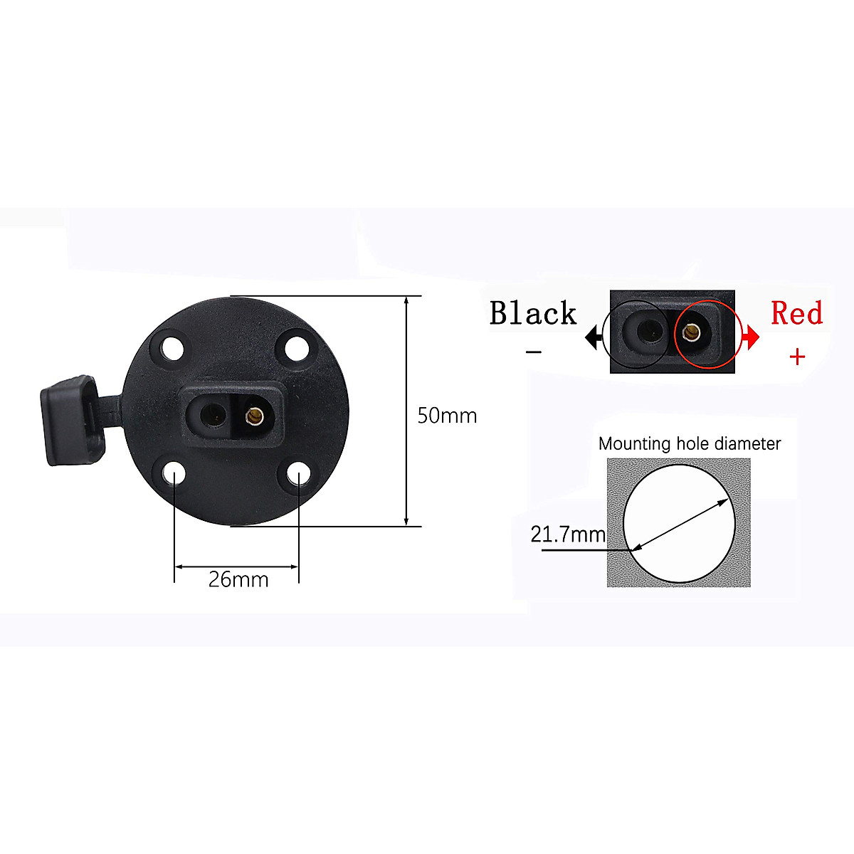 CERRXIAN 30CM 12AWG SAE Socket Solar Weatherproof Sidewall Port DIY Cord, SAE Quick Disconnect Wire Harness Panel Mount Power Cable with Cap for Motorcycle, Car, Generator