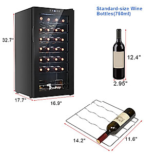 28 Bottle Wine Cooler Refrigerator Inverter Compressor Wine Fridge Cabinet for Countertop or Table Home Freestanding with Lock,Quiet Operation Adjust Temperature 41°F-64°F Small Cooling Wine Cellar for Alcohol Drinks With Digital Touch Display