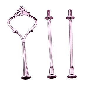 Bluelanss Tiered Tray Hardware for Cake Stand Cake Plate Crown 3 Tier Cake Stand Fittings Hardware Holder for Wedding Party Cupcake Dessert Platter Serving Stand Decoration Pink